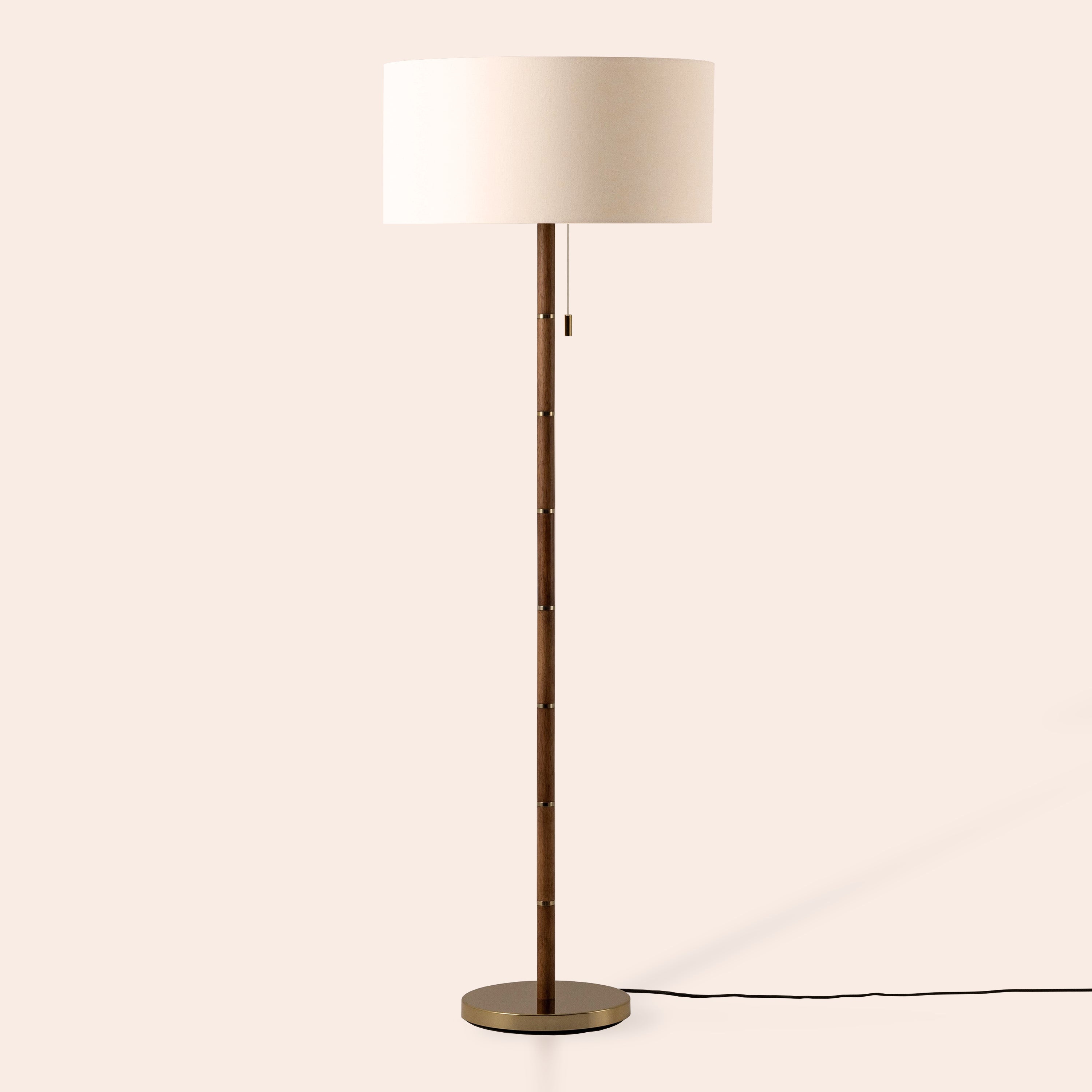 Wood & brass disk floor lamp | Statement Lighting | houseof.com