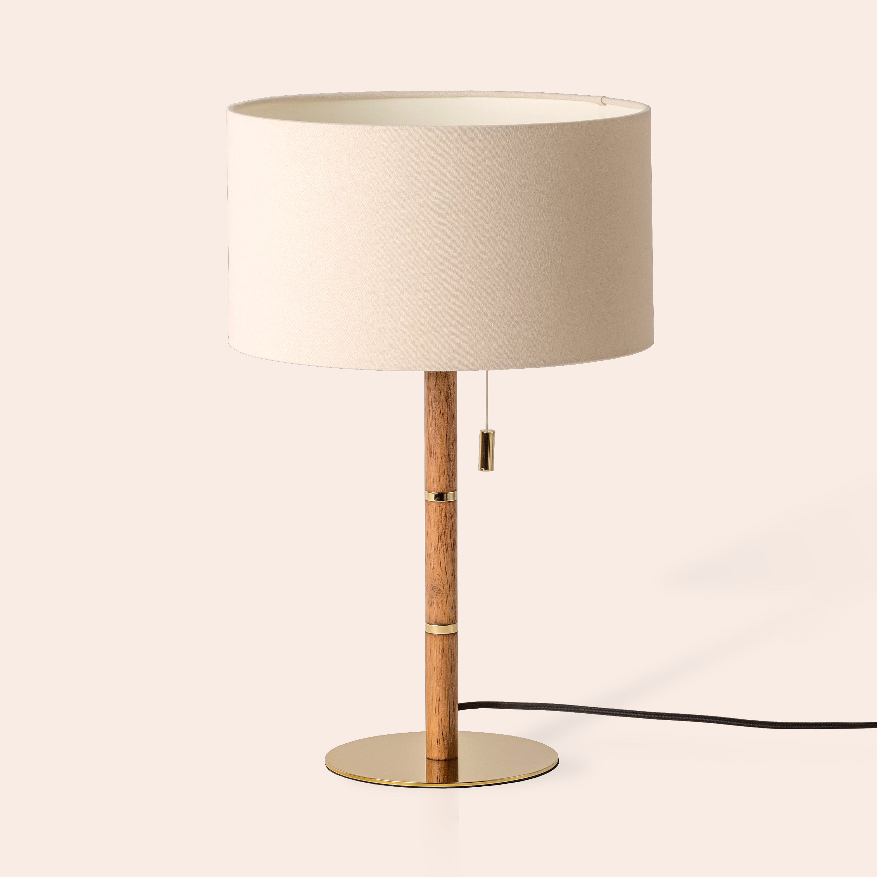 Wooden and brass disk table lamp | Natural modern lights | houseof.com