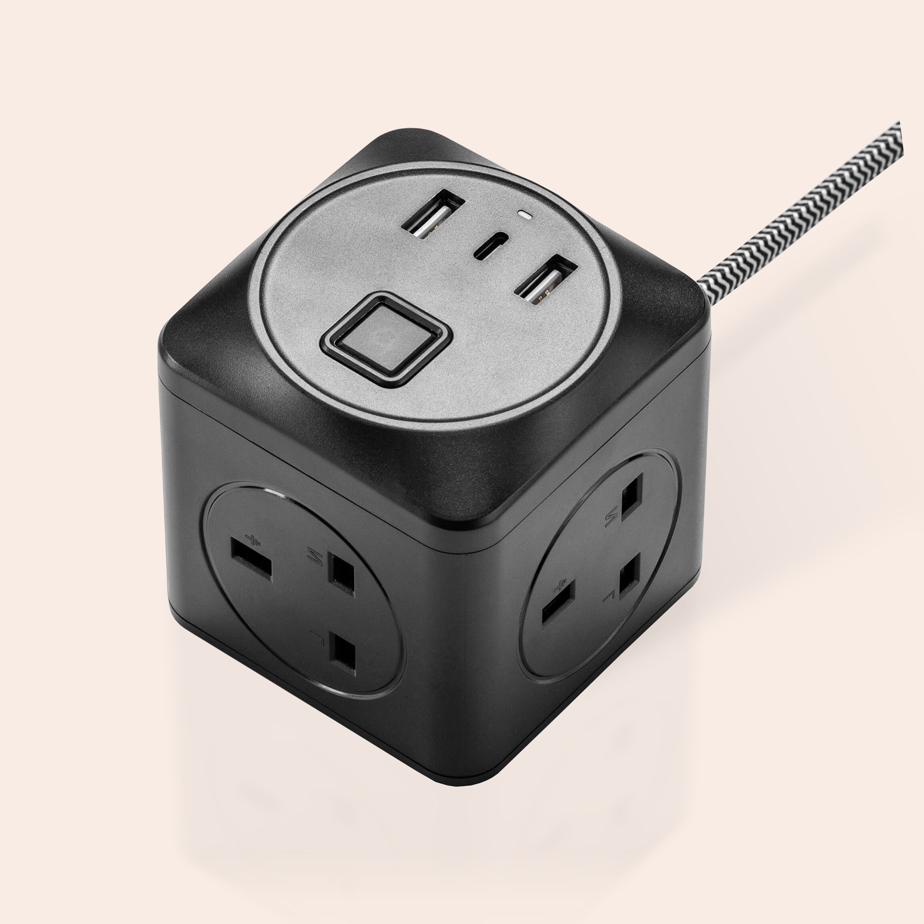 Black fabric cable extension lead | Stylish power cable | houseof.com