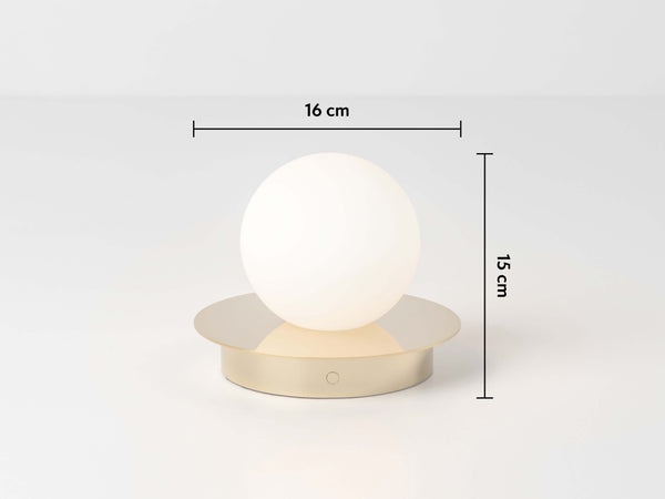 Brass opal disk cordless table lamp | Portable lighting | houseof.com