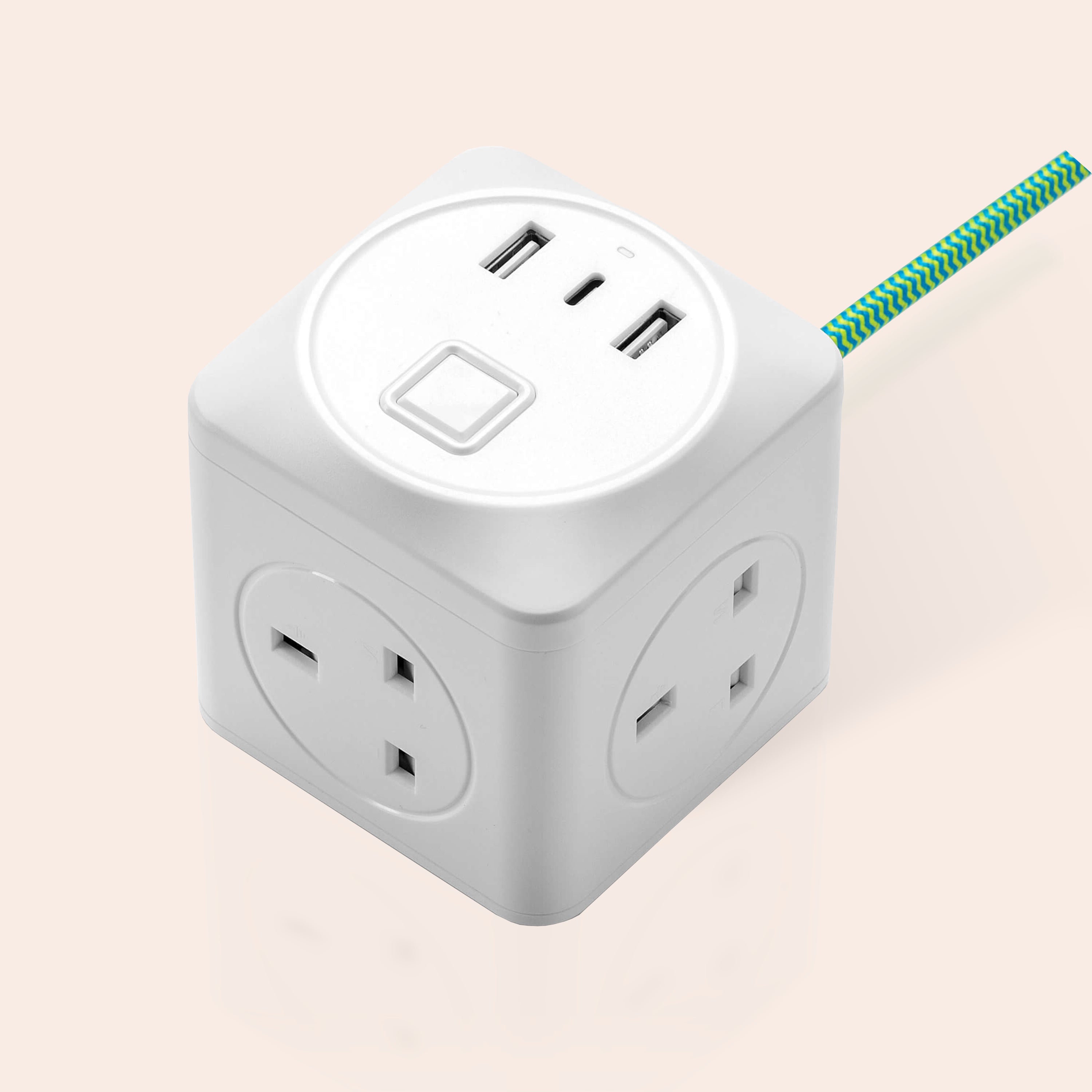 Sea green fabric cord extension lead | Power cable | houseof.com