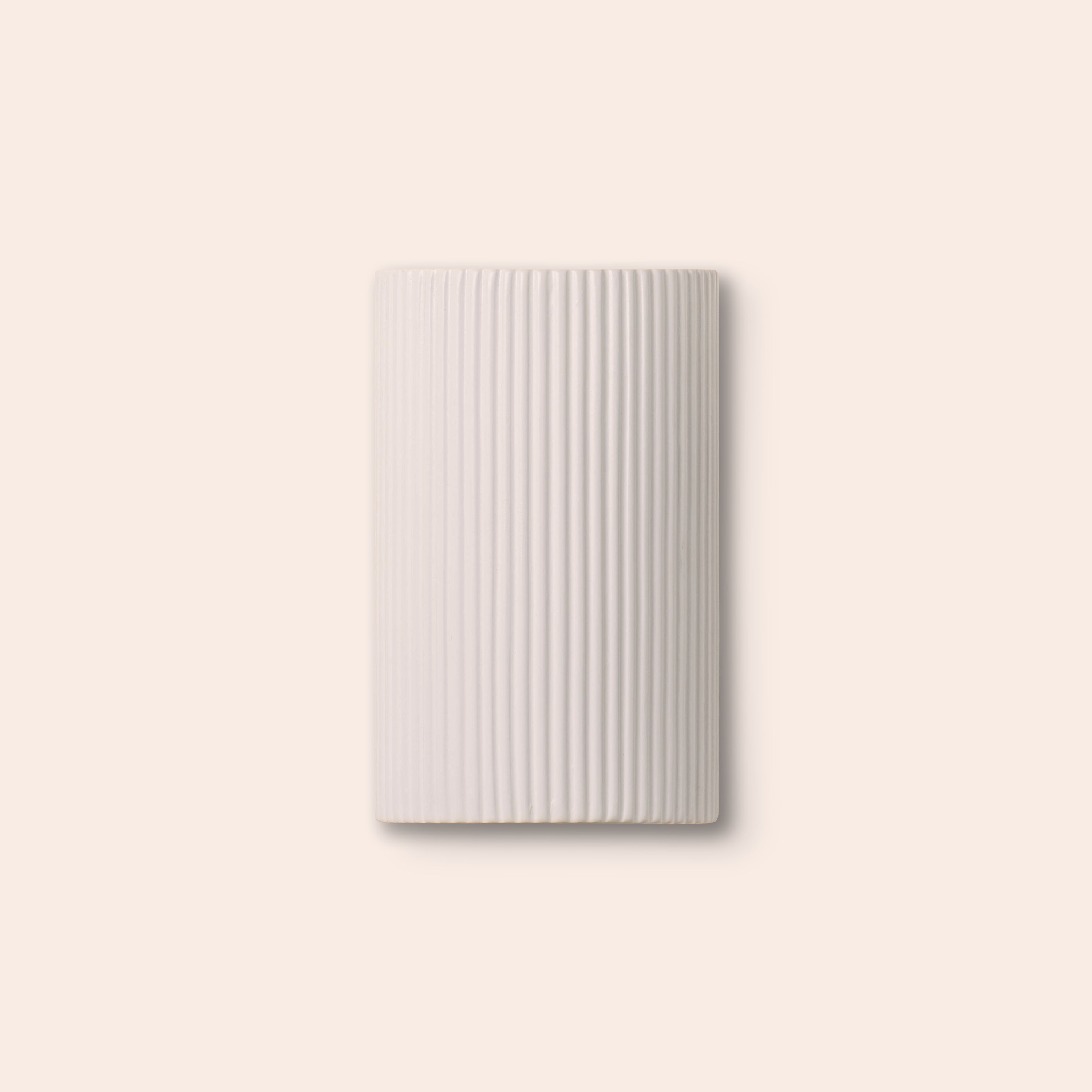 White ribbed ceramic pillar wall light | Textured wall lighting ...