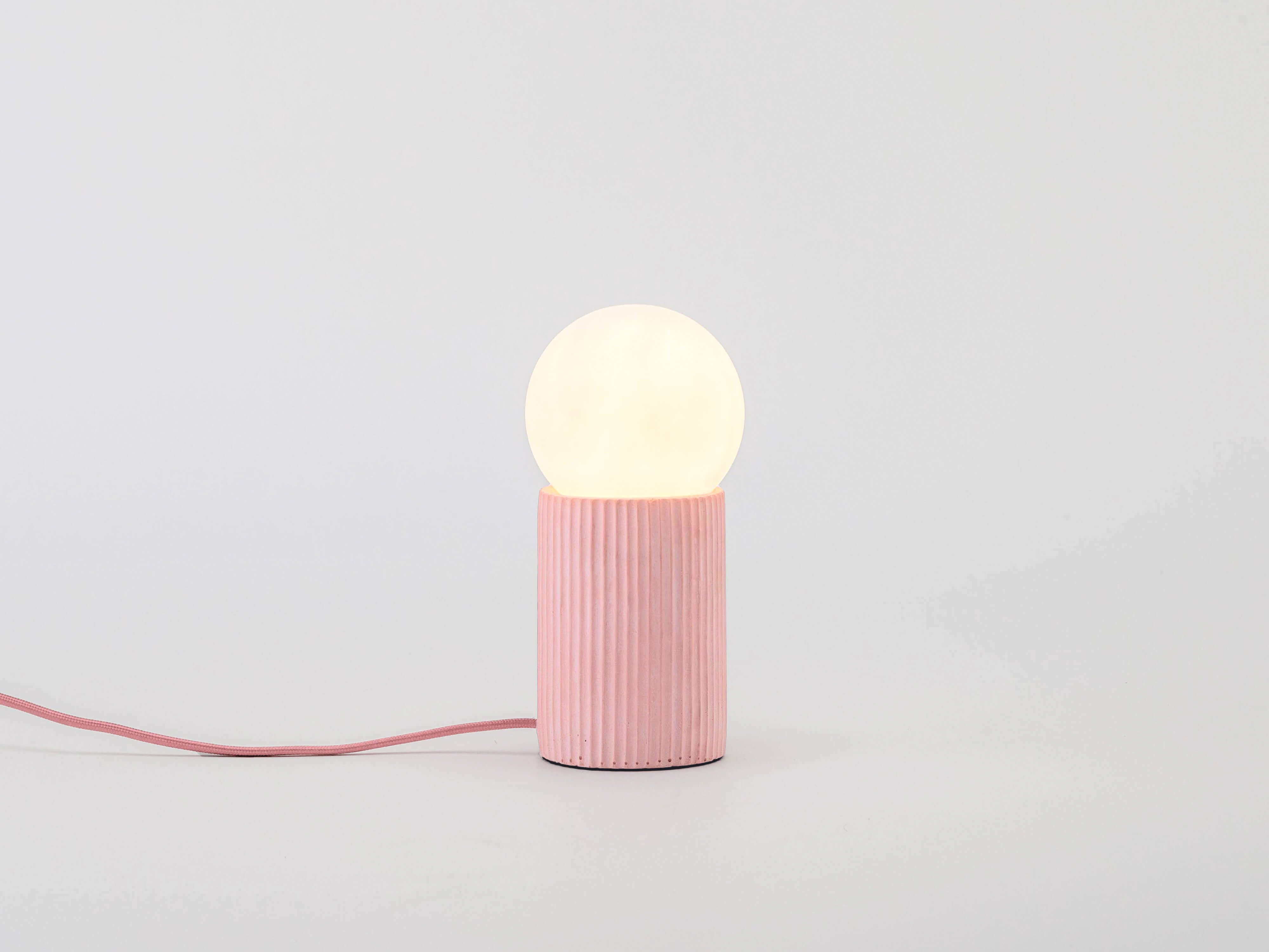 Pink concrete ribbed table lamp | Bedroom lamps | houseof.com