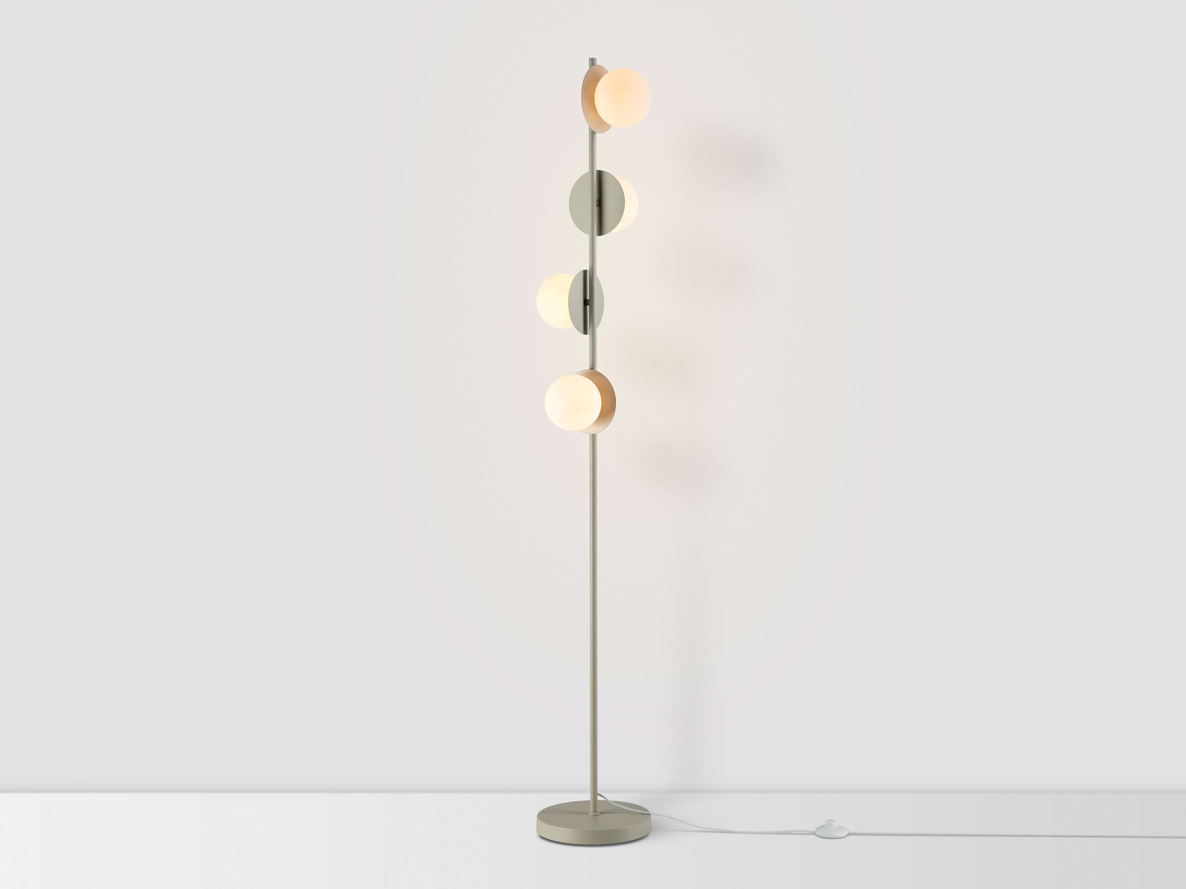 Sand grey opal disk floor lamp | Minimalist floor lighting | houseof.com